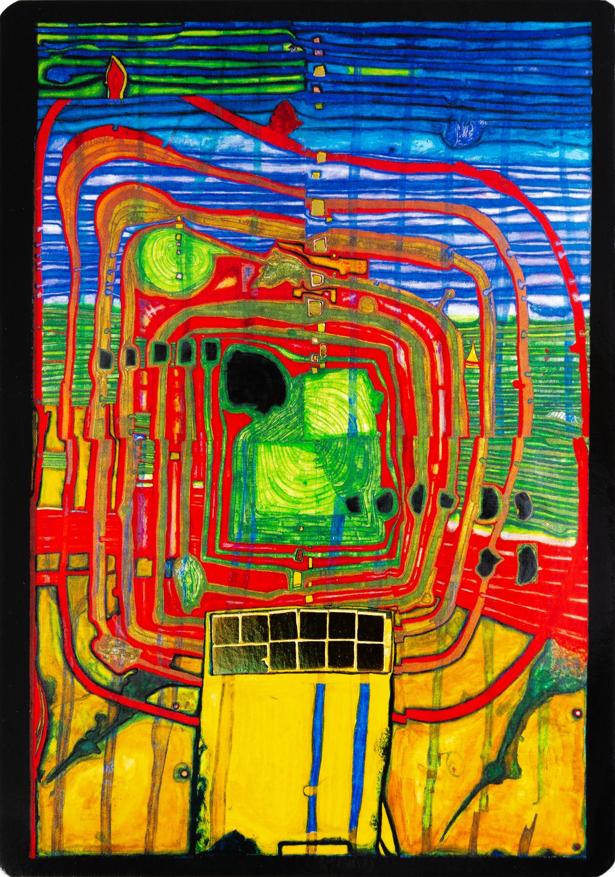 Cuadro Hundertwasser 85 x 38 cm Vertical Modelo 3 (White) - Alma Mestiza